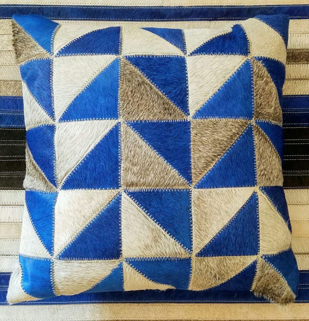 Vibrant Blue Grey Triangles Cushion Cover - The Cinnamon Room