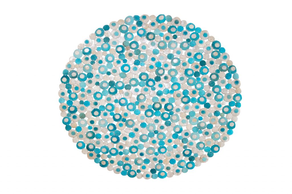 Round Blue Laser Cut Circles Hide Rug - The Cinnamon Room