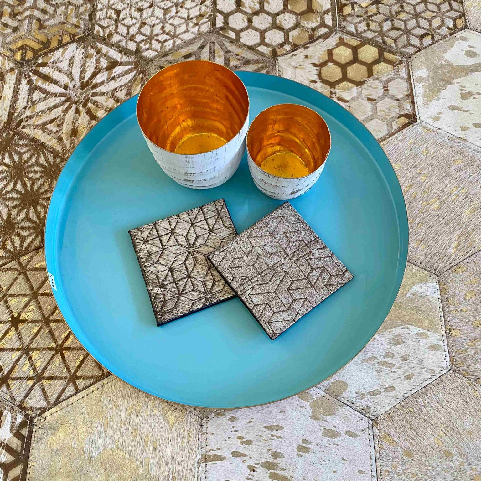 Cornflower Blue Enamel Serving Tray - The Cinnamon Room