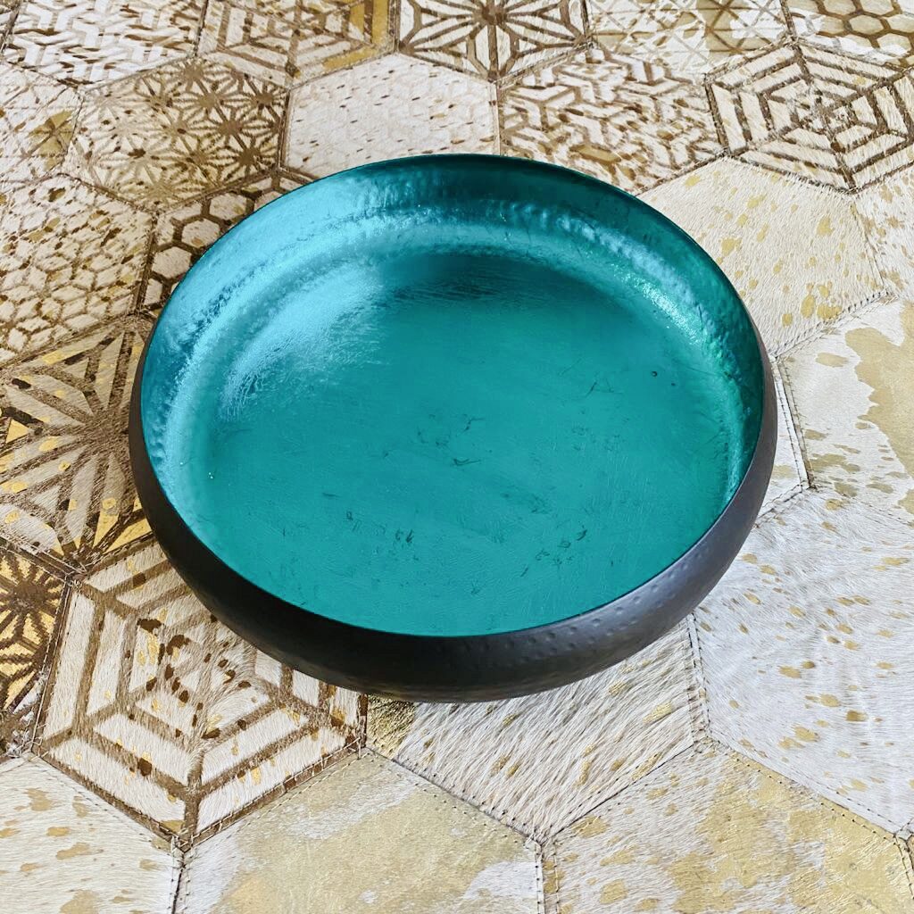 Teal Foil Shallow Tray Bowl - The Cinnamon Room